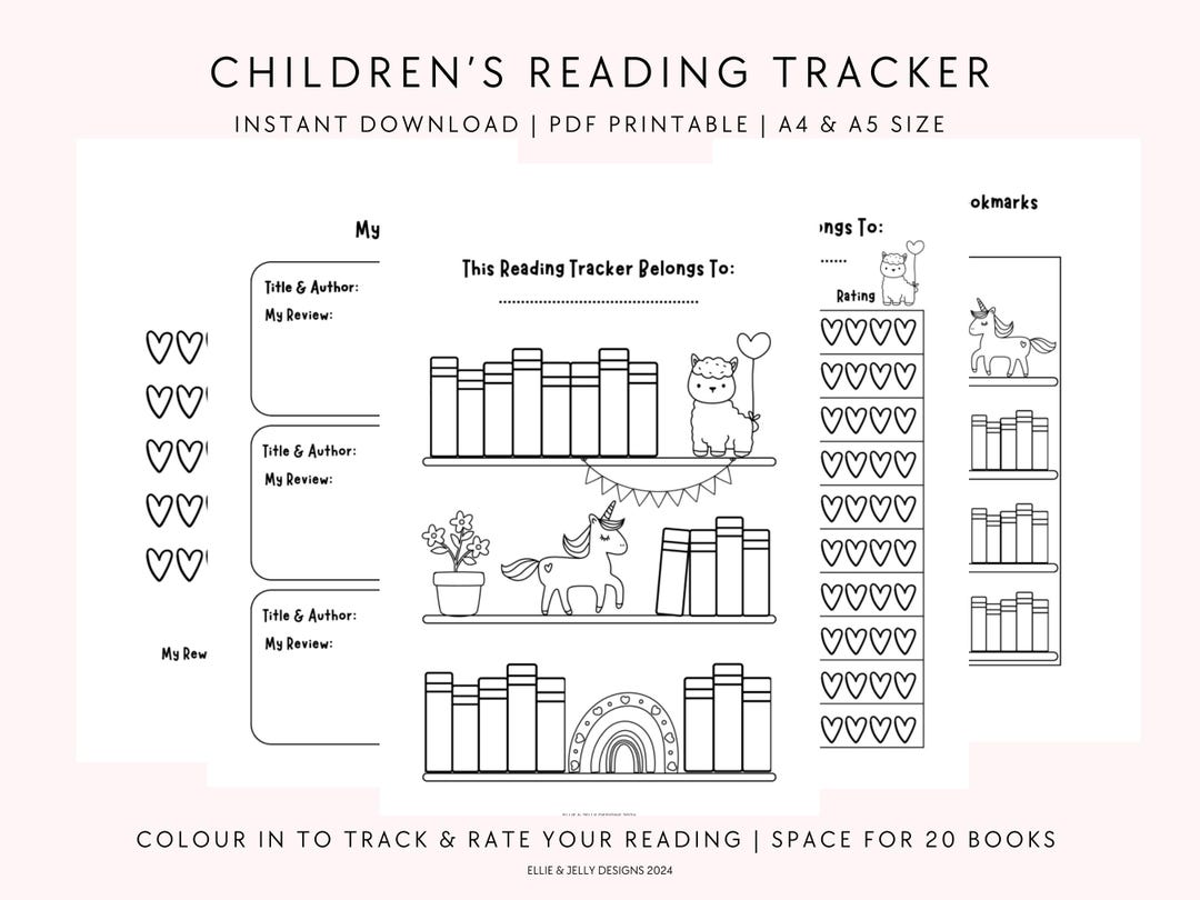 Kids' Colour-in Reading Tracker With Unicorn, Llama & Rainbow ...