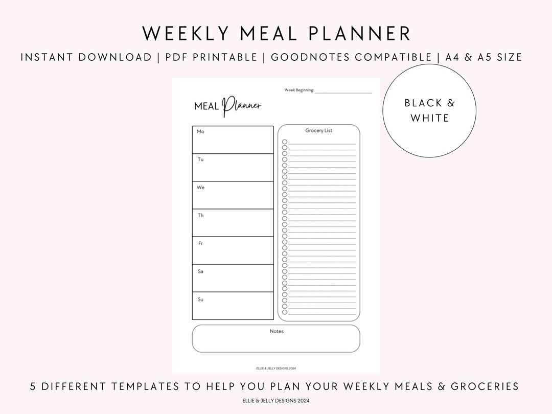 Weekly Meal Planner Printable | Goodnotes Compatible Printable ...