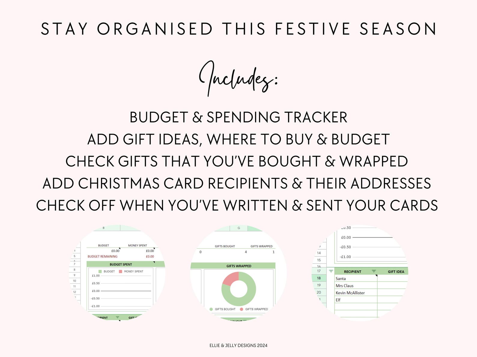 Christmas Gift & Card Tracker Google Sheets Template | Budget Planner ...