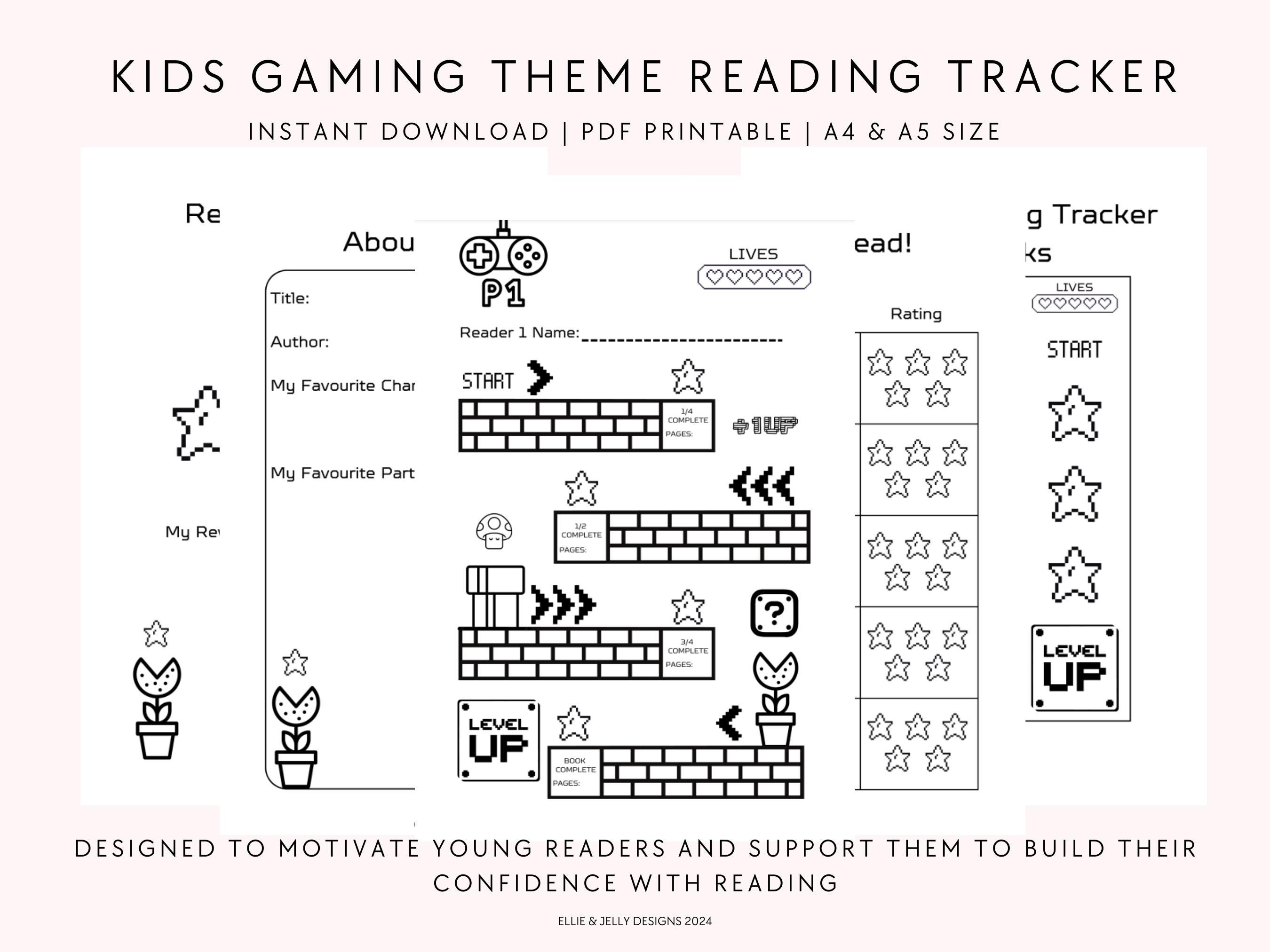 Kids Gaming Theme Reading Tracker | Book Challenge | Reading ...