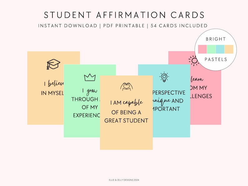 Printable Affirmation Cards for University & College Students ...