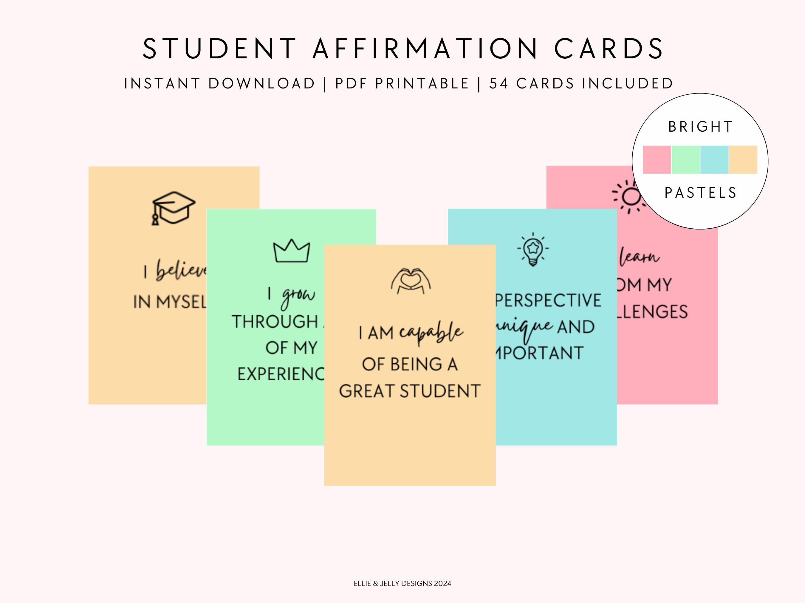 Printable Affirmation Cards for University & College Students ...