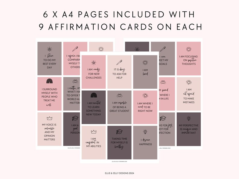 Printable Affirmation Cards for University & College Students ...