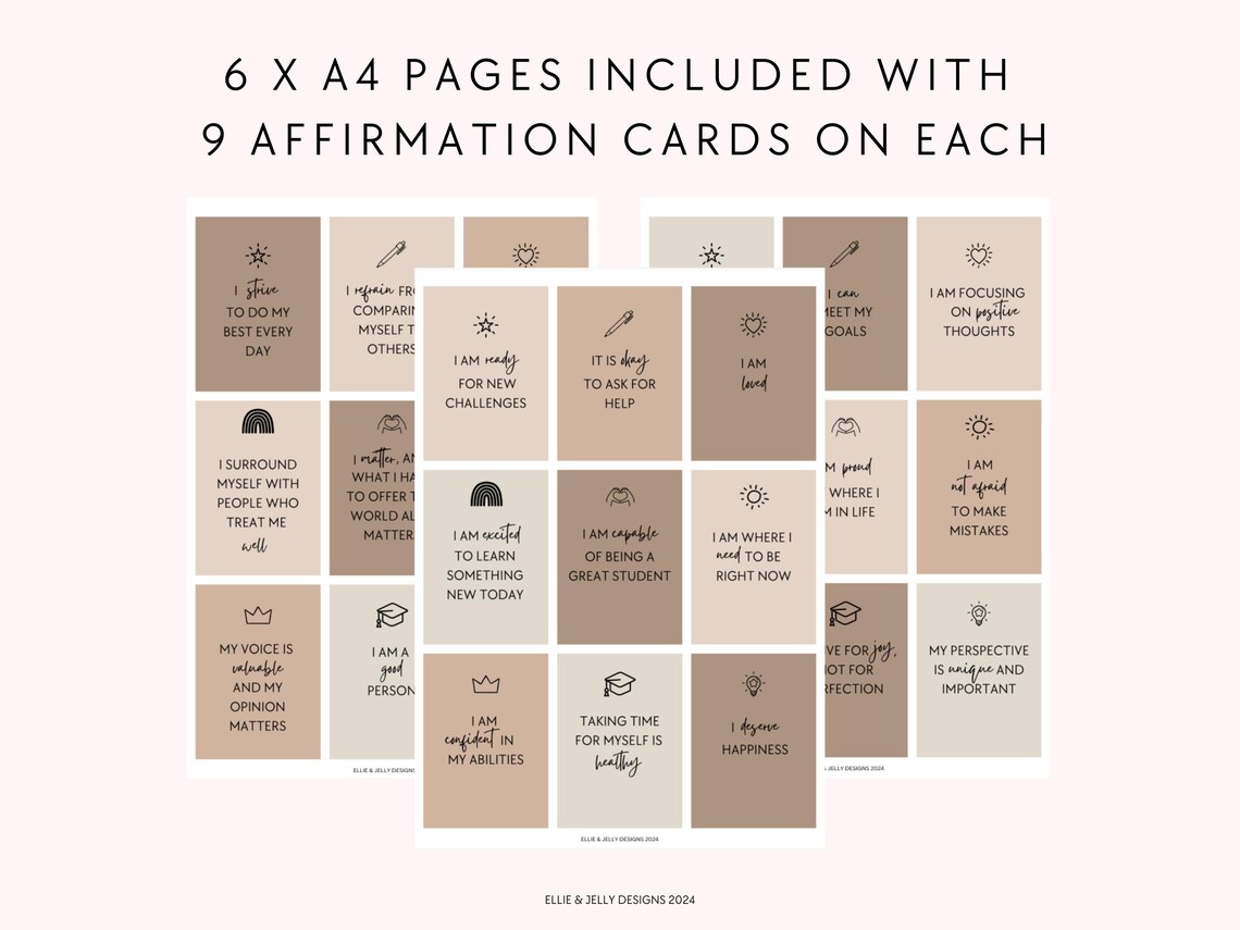 Printable Affirmation Cards for University & College Students ...