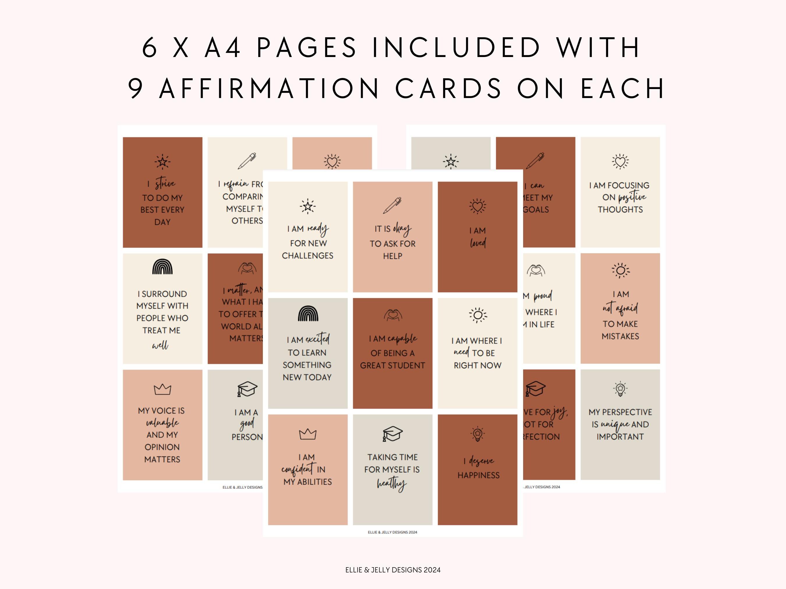 Printable Affirmation Cards for University & College Students ...