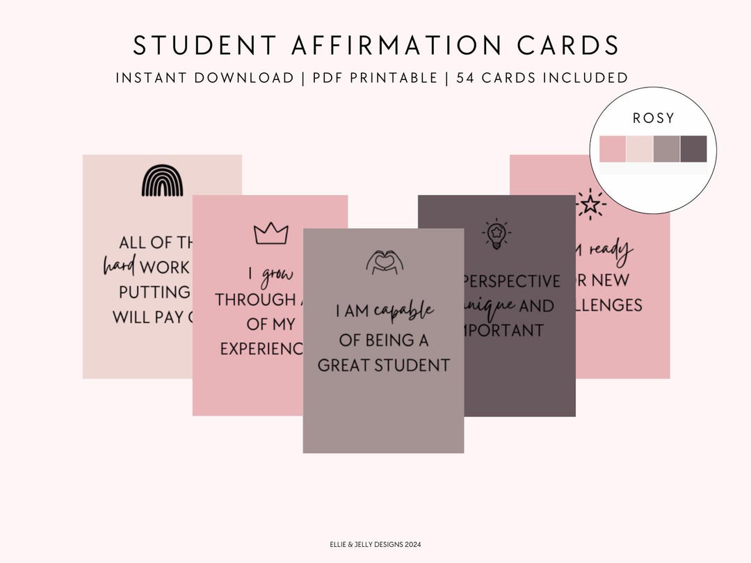 Printable Affirmation Cards for University & College Students ...