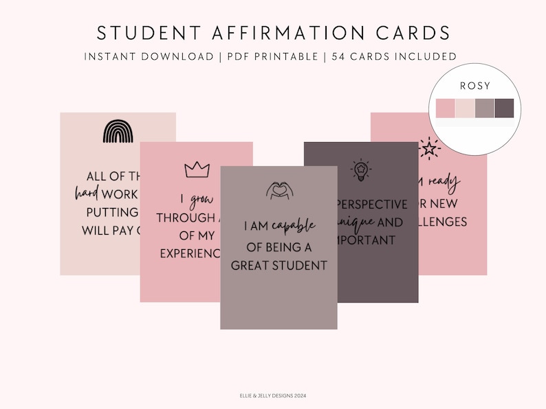Printable Affirmation Cards for University & College Students ...