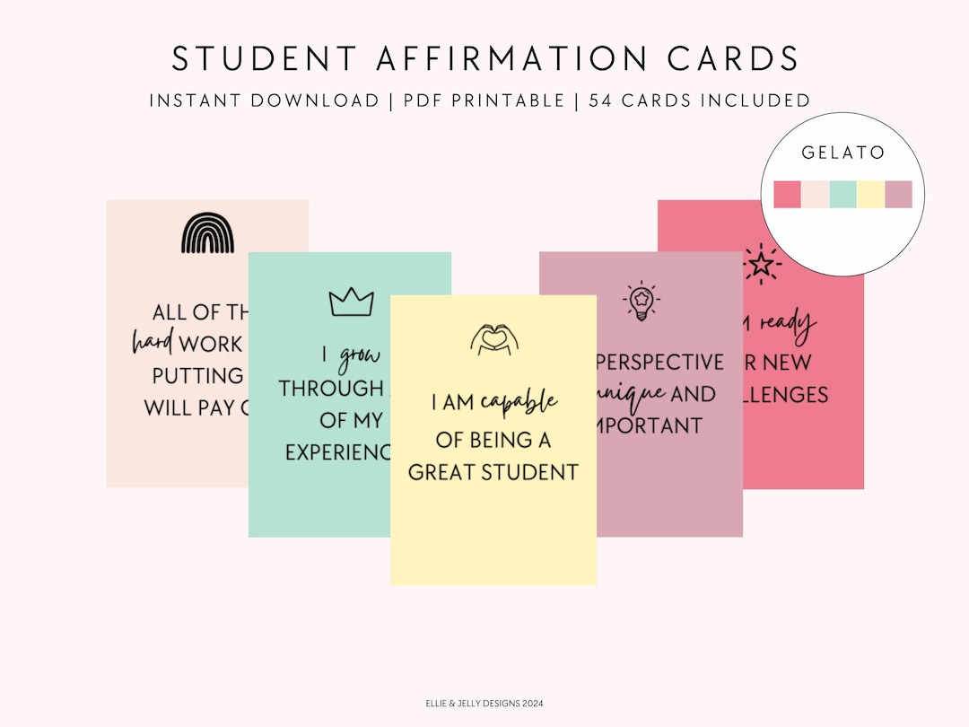 Printable Affirmation Cards for University & College Students ...