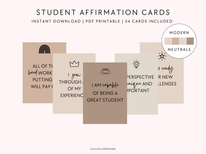 Printable Affirmation Cards for University & College Students ...