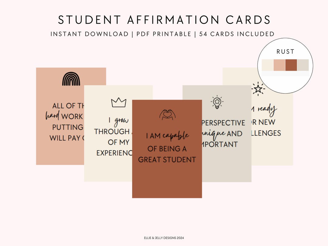 Printable Affirmation Cards for University & College Students ...