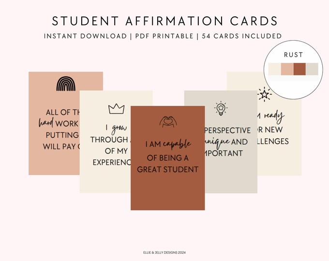 Printable Affirmation Cards for University & College Students ...