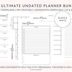 Undated Planner Bundle | Goodnotes Compatible Printable Planning ...