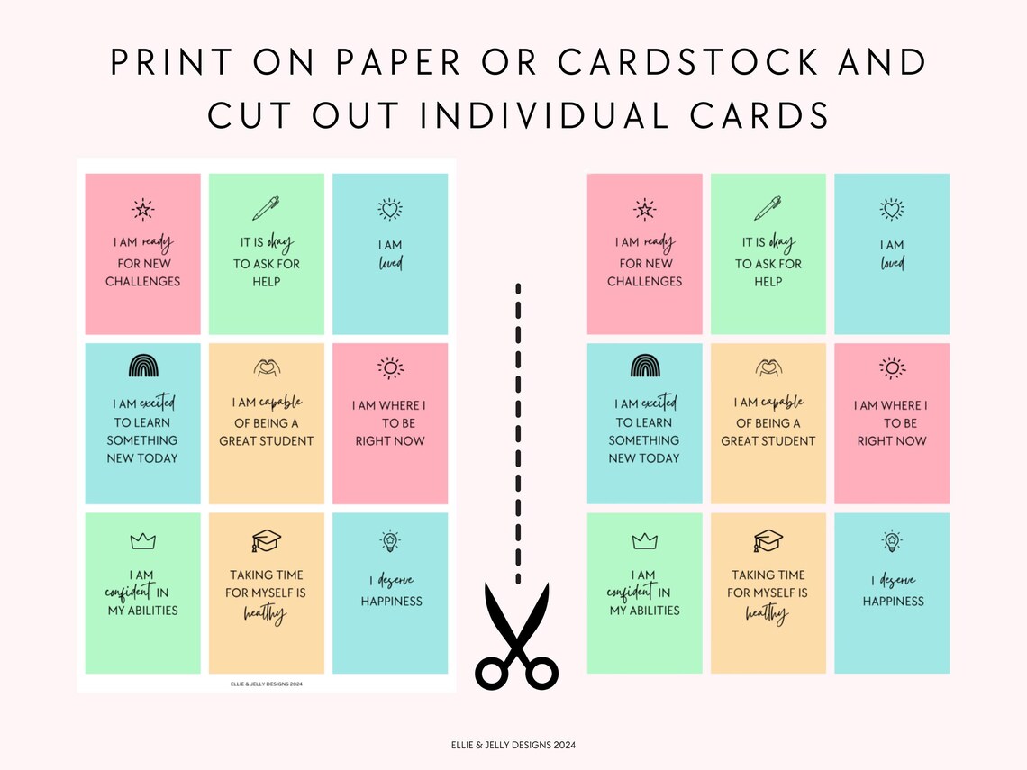 Printable Affirmation Cards for University & College Students ...