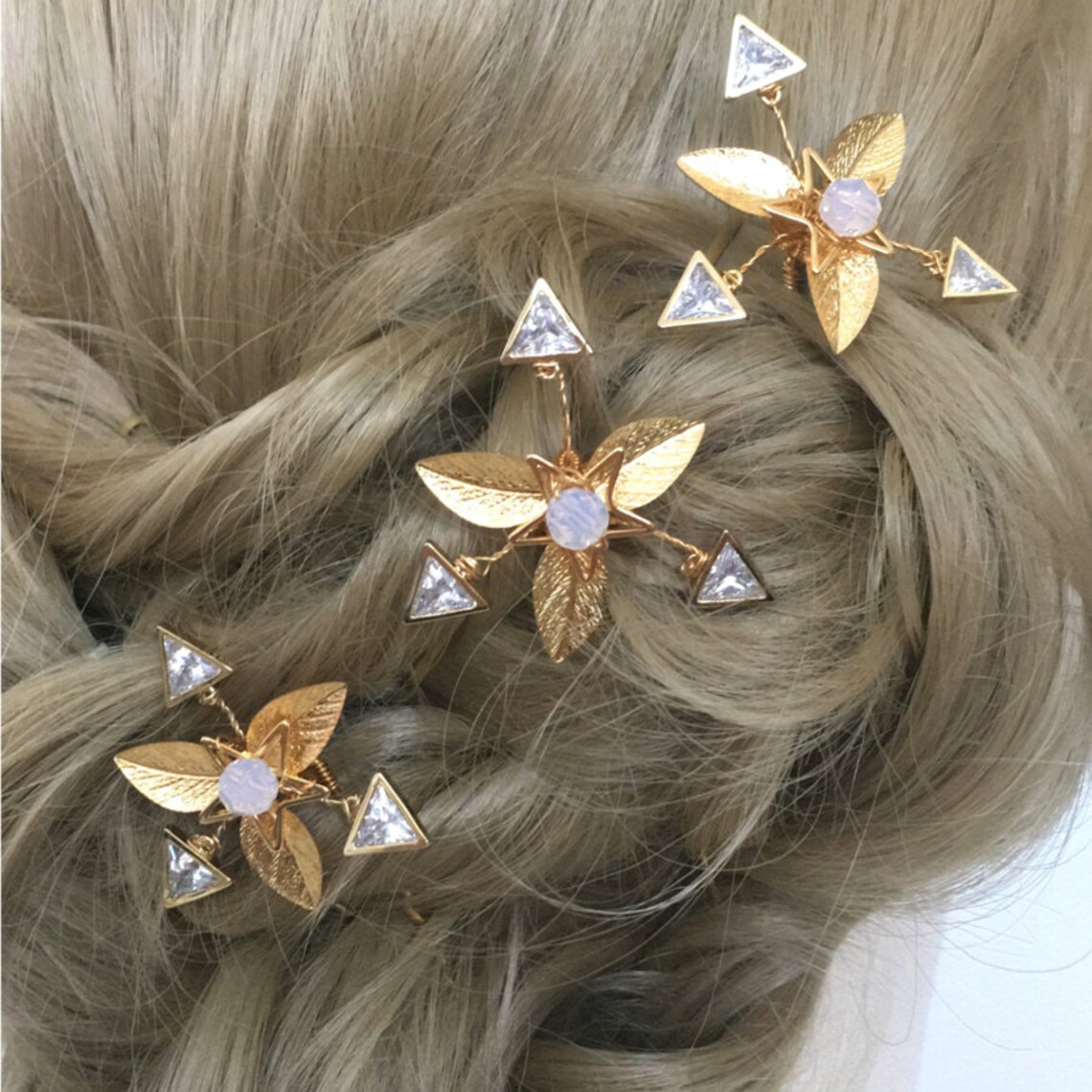 Gold Cosmic Bridal Hair Pins Opal Wedding Starry Night - Etsy