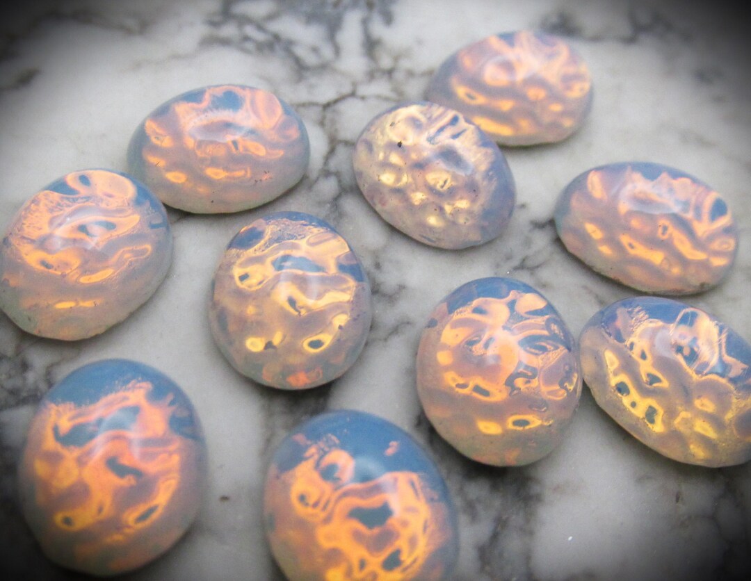 10pc Gorgeous Vintage Pinfire Opals 10mm X 8mm 10x8 Mm Oval Art Glass ...