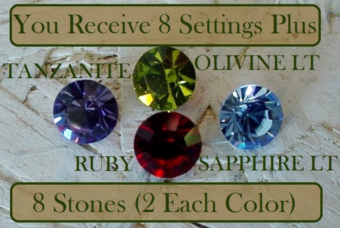 8 Settings 8 Swarovski Crystal Stones Vintage 29ss 4 Prong - Etsy