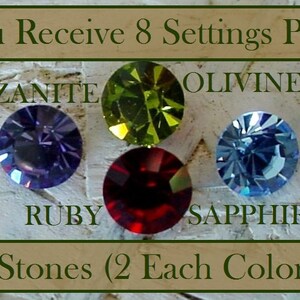 8 Settings + 8 Swarovski Crystal Stones Vintage 29ss 4 Prong Brass ...