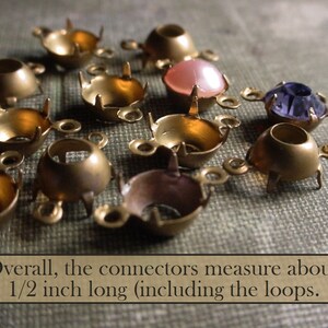 8 Settings + 8 Swarovski Crystal Stones Vintage 29ss 4 Prong Brass ...