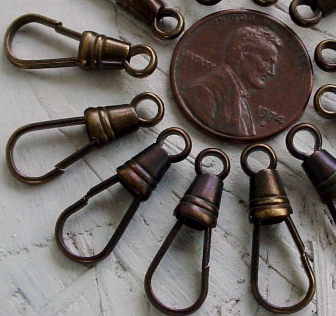 12pc Watch Fob Clips Large Neck Chain Clasps Vintage Solid Brass ...