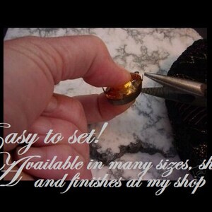 8 Settings + 8 Swarovski Crystal Stones Vintage 29ss 4 Prong Brass ...