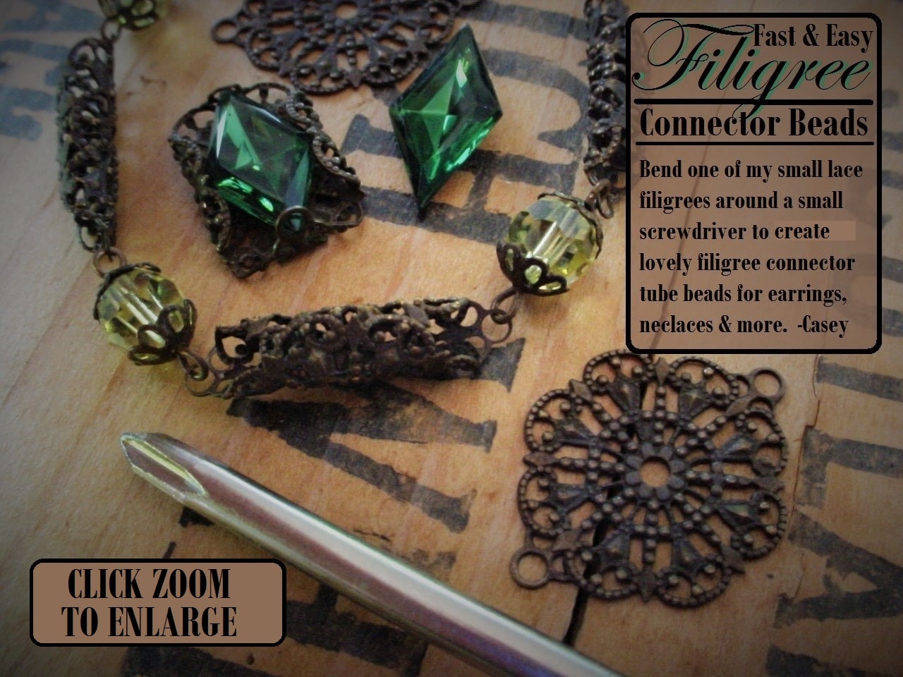 Free Tutorial How to Make Filigree Connector Beads & Wrap | Etsy