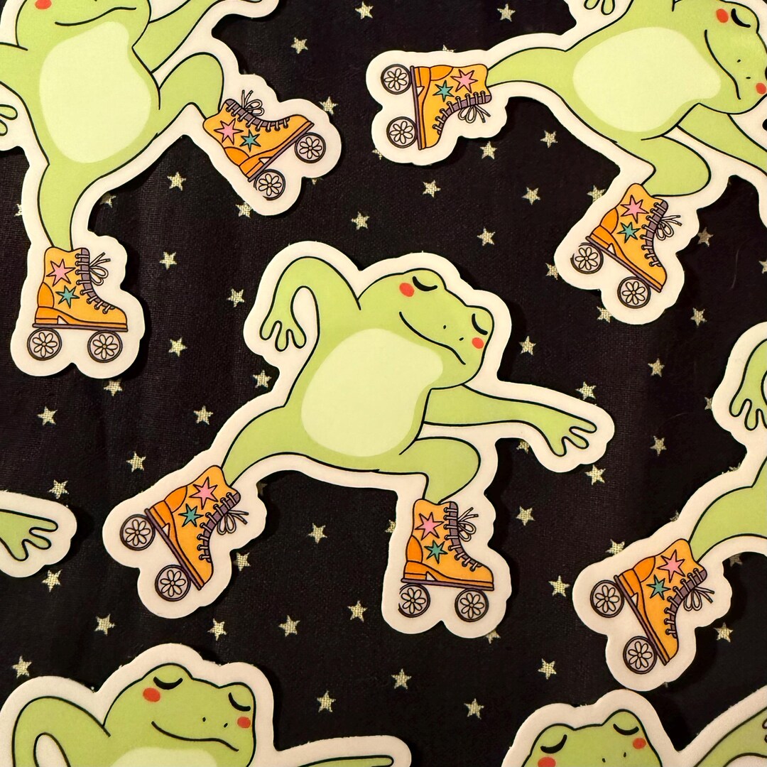Frog Rollerblading Sticker, Unique Frog Sticker, Funny Frog Sticker - Etsy