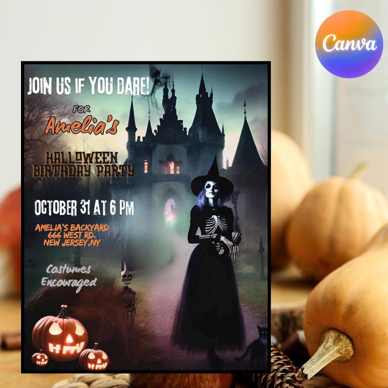 Witches Halloween Invite, Editable Halloween Invitation Template ...