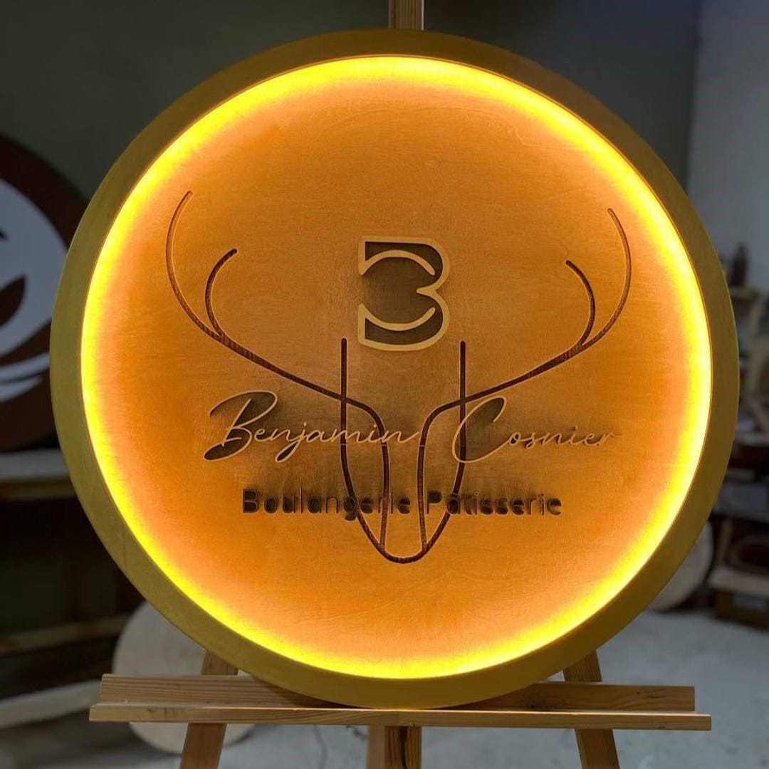 Personalized LED Sign Name Sign Custom Wooden LED Business Logo Sign ...