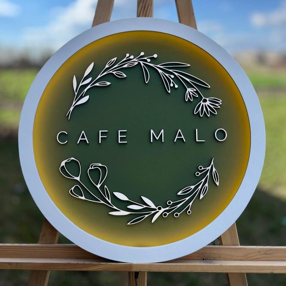 Wooden Logo for Cafe 3D Sign for Coffee Shop LED Backlit Logo for ...