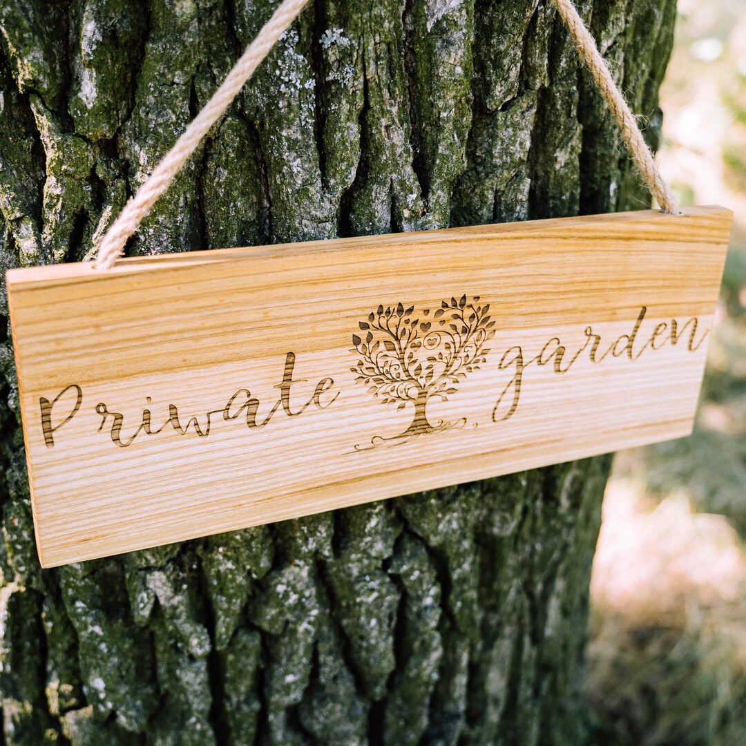 Custom Wooden Garden Sign Personalized Hanging Outdoor Sign With Rope ...