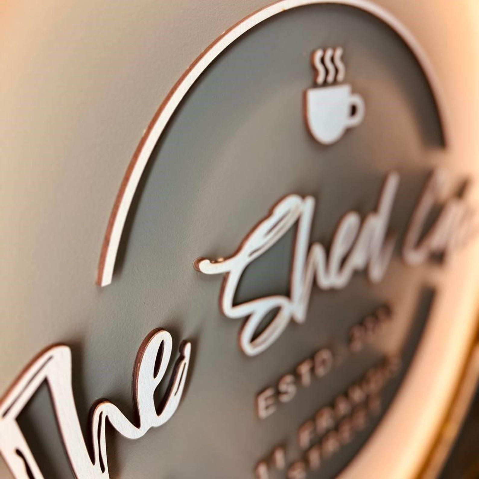 3D Wooden Logo With LED Battery Lighting Cafe Sign Custom Logo ...