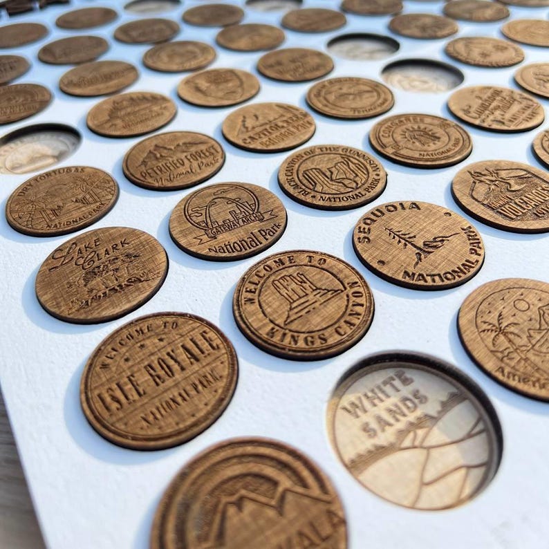 Wooden US National Parks Map With Tokens Adventure Tracker - Etsy