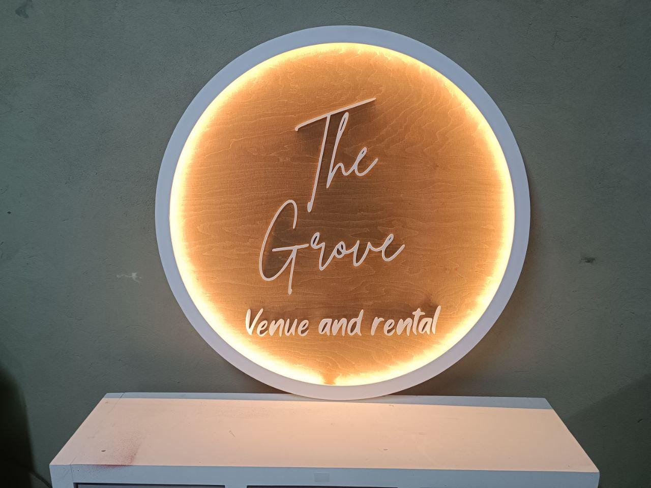 Wooden Logo Company Iluminated Custom Round Wooden Sign Custom Logo ...