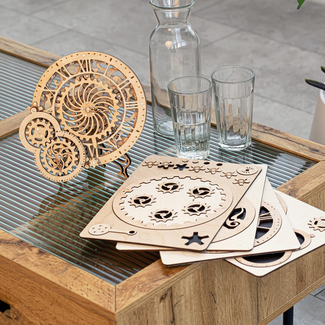 Wooden Puzzle Mechanical Wooden Clock Puzzle Kit Puzzles for Adults ...