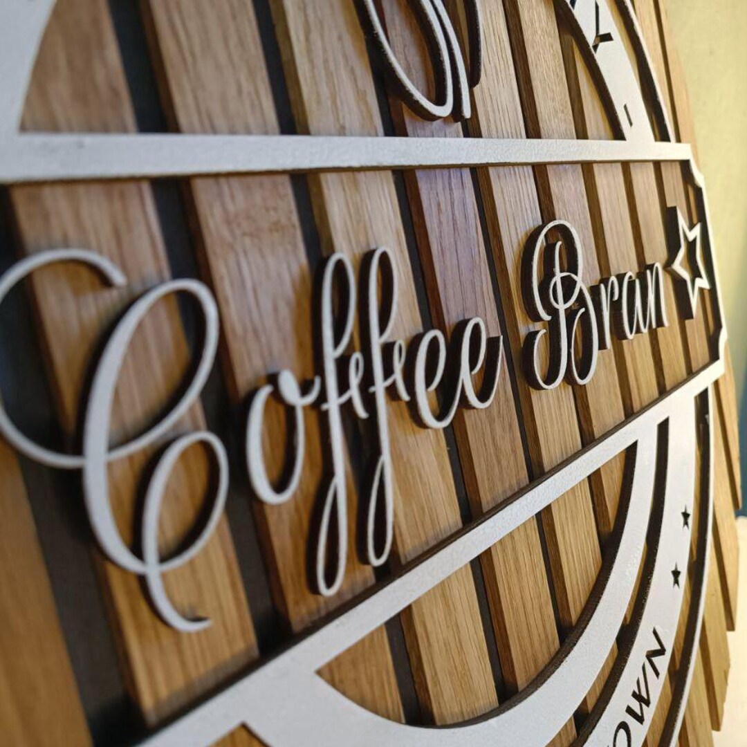 Wooden Logo Custom 3D Personalized Sign Handmade Wall Art Home Decor ...