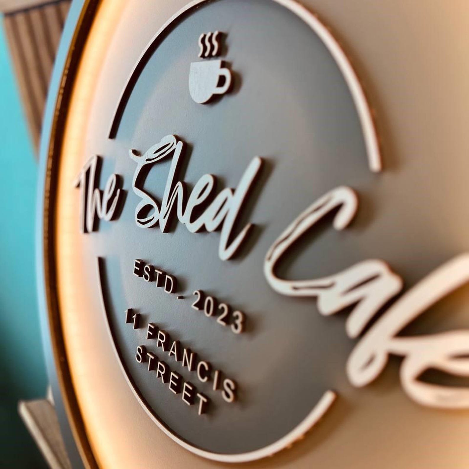 3D Wooden Logo With LED Battery Lighting Cafe Sign Custom Logo ...