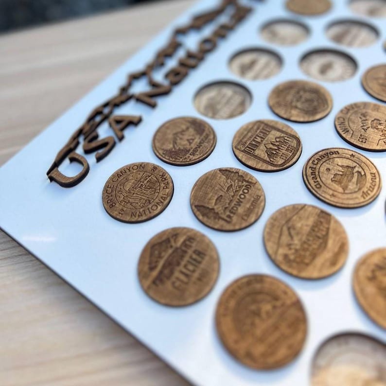 Wooden US National Parks Map With Tokens Adventure Tracker - Etsy