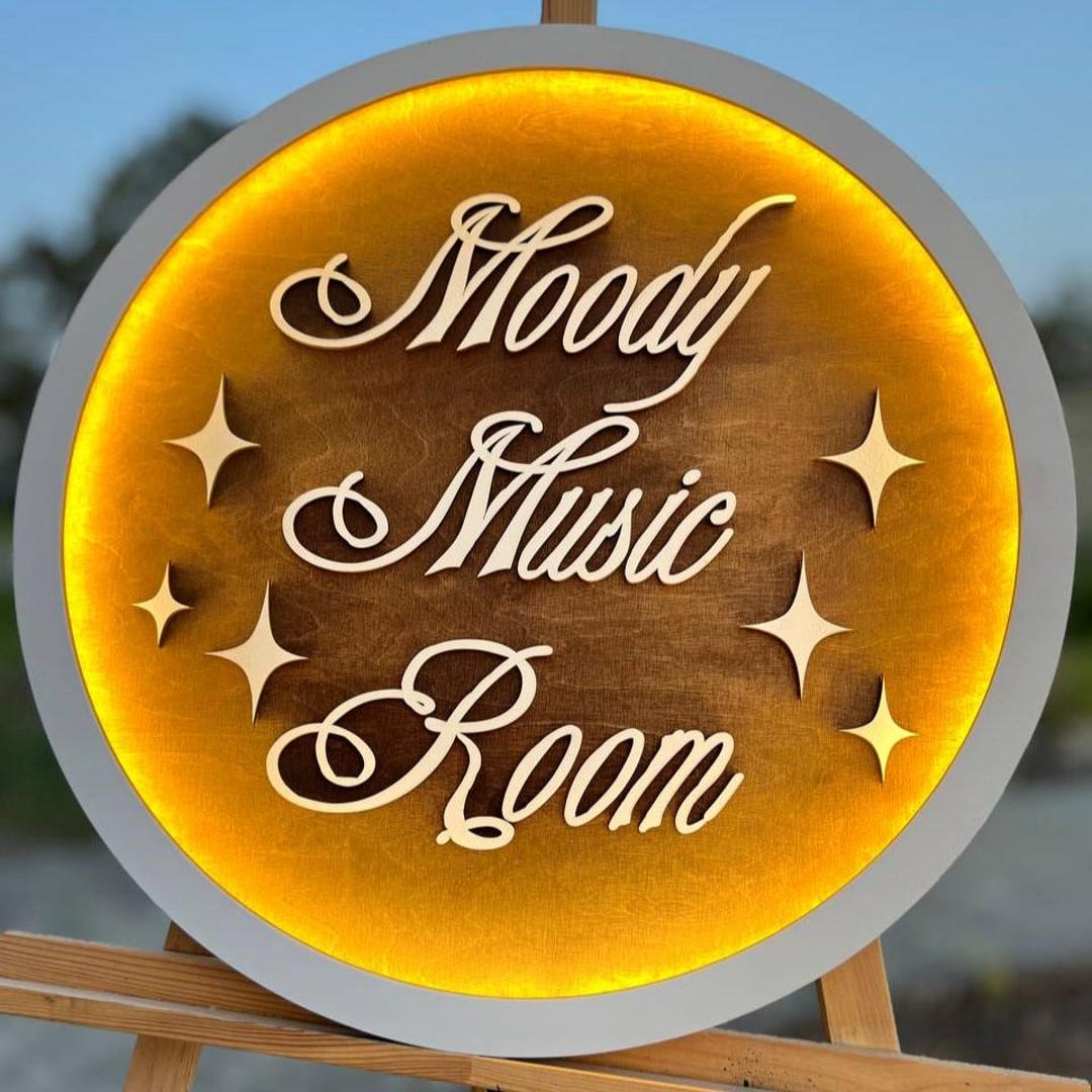Wooden Sign for a Music Studio | Personalized LED Backlit Wooden Logo ...