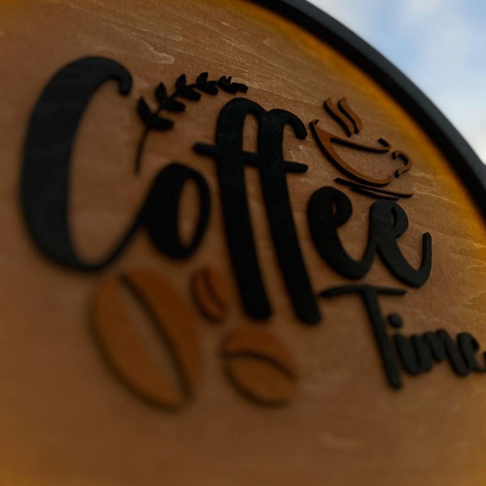 3D Wooden Cafe Logo Sign: LED Backlit Interior Decor - Etsy