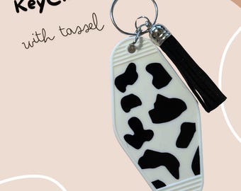 Cow Print Keychain - Etsy