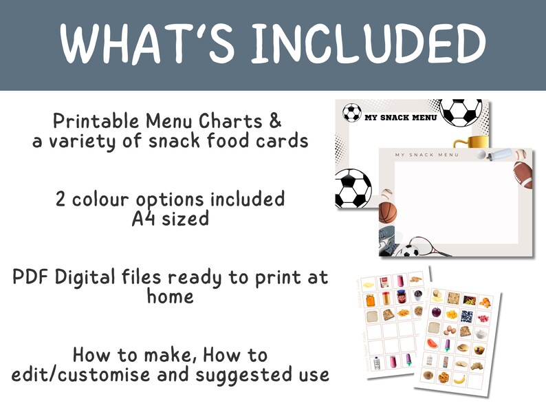 Snack Choice Menu | Food Choice Cards | Visual Food Chart | Menu Choice ...
