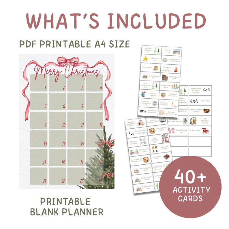 Printable Christmas Advent Calendar Planner & Activity Cards | Family ...