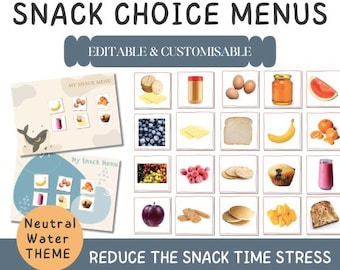 Snack Choice Menu | Food Choice Cards | Visual Food Chart | Menu Choice ...