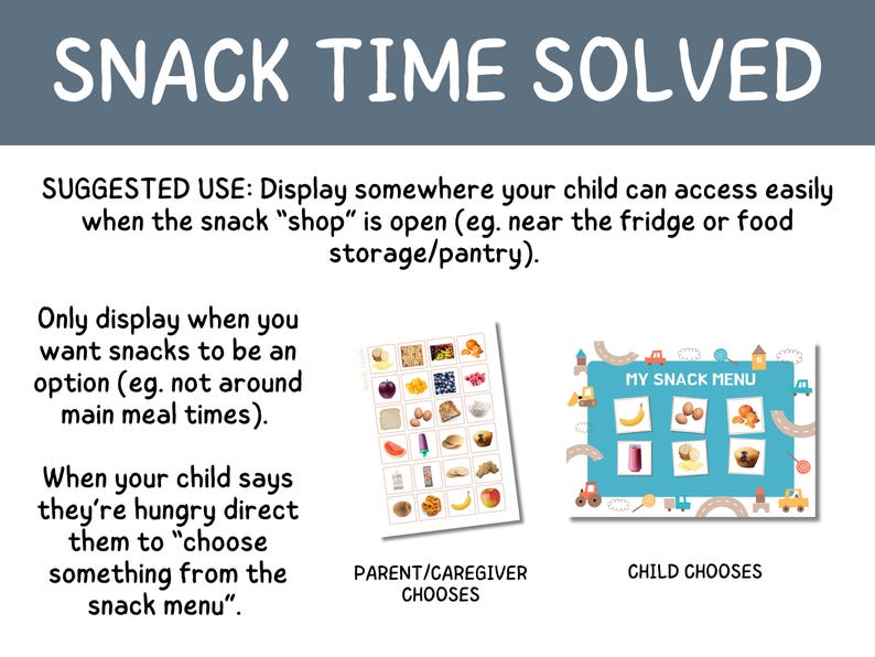 Snack Choice Menu: Visual Food Chart, Vehicle Theme (digital Download ...