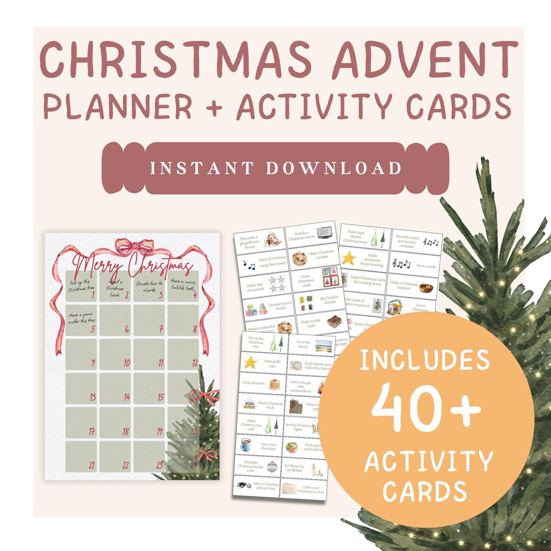 Printable Christmas Advent Calendar Planner & Activity Cards | Family ...