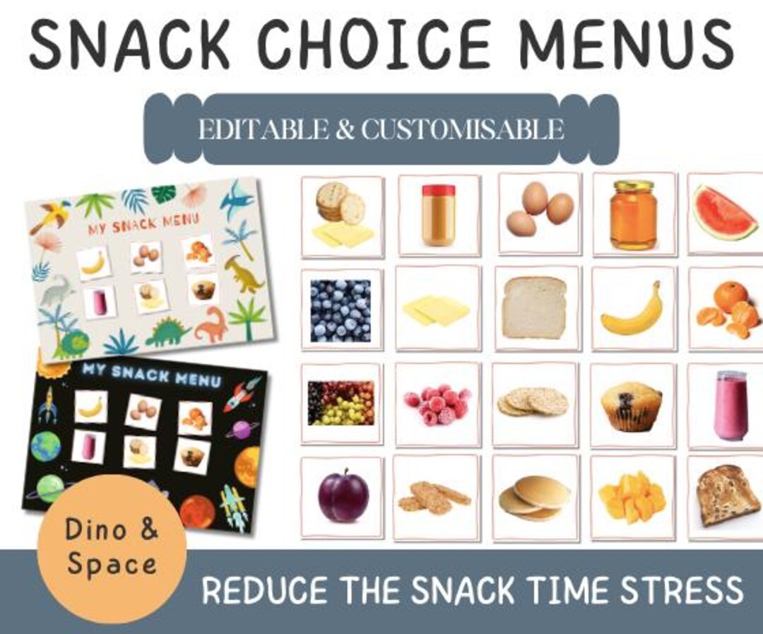 Snack Choice Menu | Food Choice Cards | Visual Food Chart | Menu Choice ...
