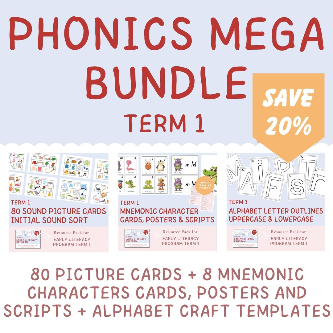 Phonics Term 1 Mega Bundle | Mnemonic Posters, Picture Cards & Alphabet ...