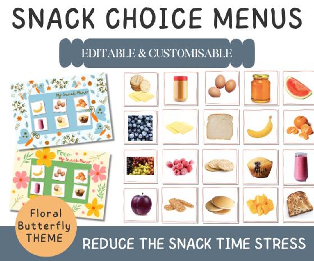 Snack Choice Menu | Food Choice Cards | Visual Food Chart | Menu Choice ...