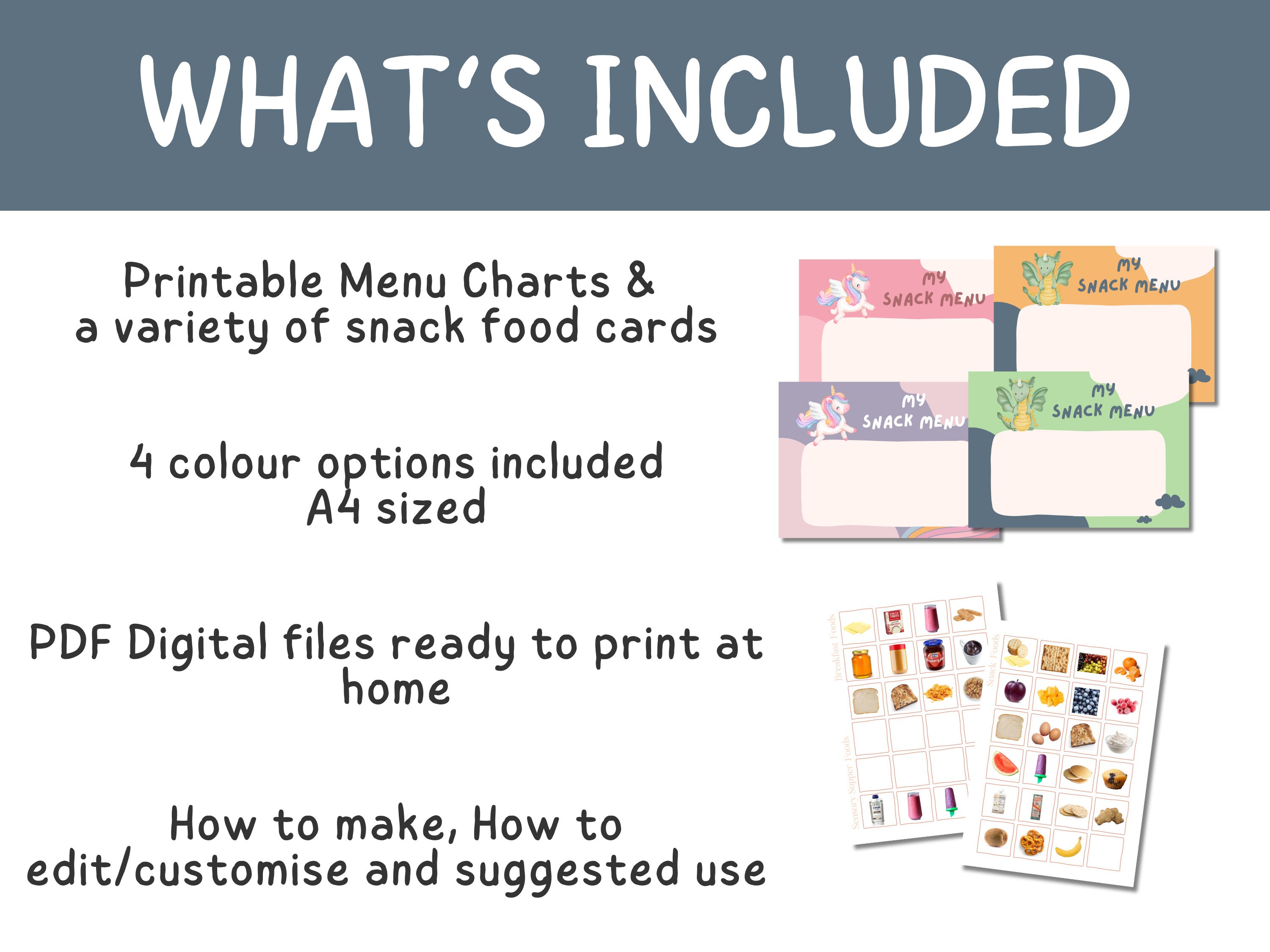 Snack Choice Menu | Food Choice Cards | Visual Food Chart | Menu Choice ...