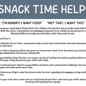 Snack Choice Menu | Food Choice Cards | Visual Food Chart | Menu Choice ...